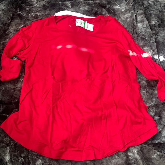 JM Collection | Tops | 34 Sleeve Red Swing Top | Poshmark